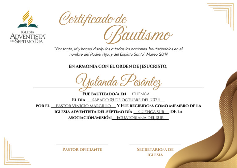 Certificado de bautismo | PDF