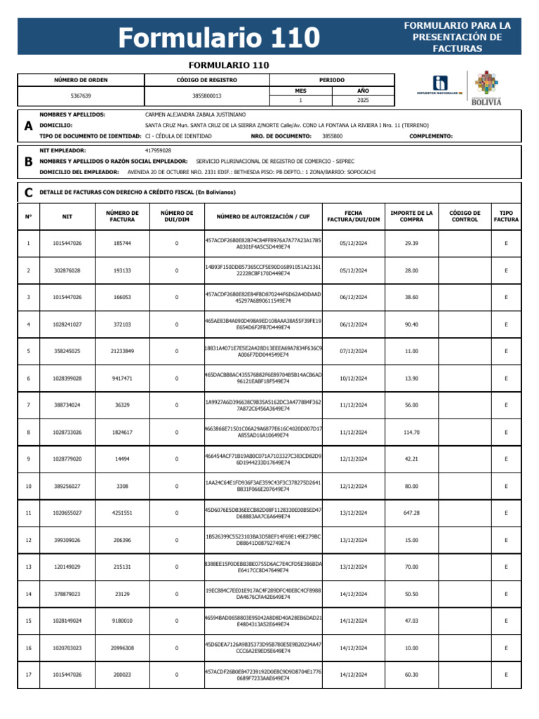 Enero2025 Carmen Alejandra Zabala Justiniano | PDF