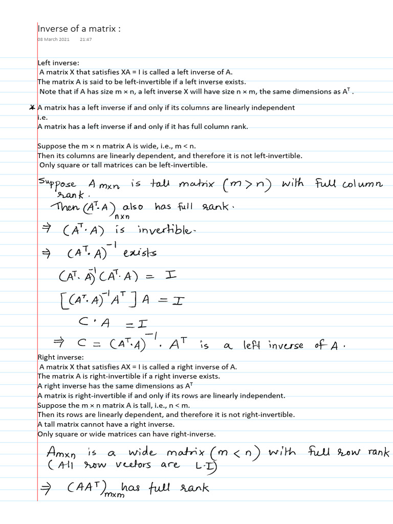 Inverse of A Matrix | PDF