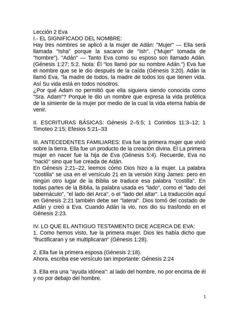Lección 2 EVA | PDF | Víspera | Adán