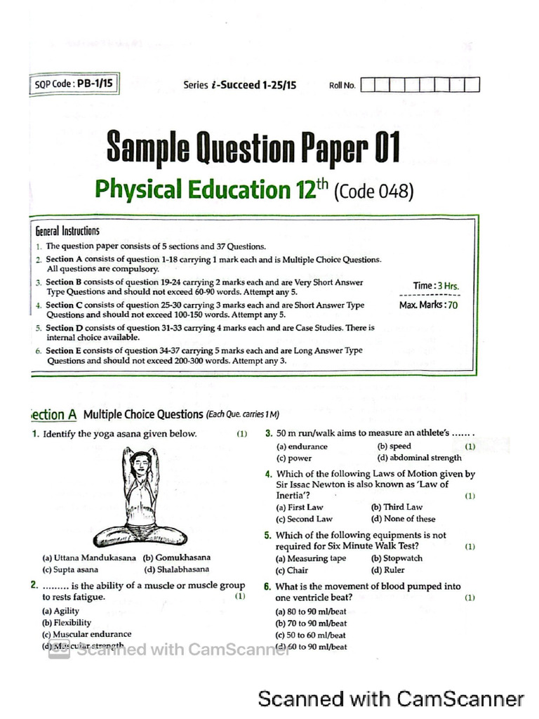 Physical Education Sample Paper | PDF