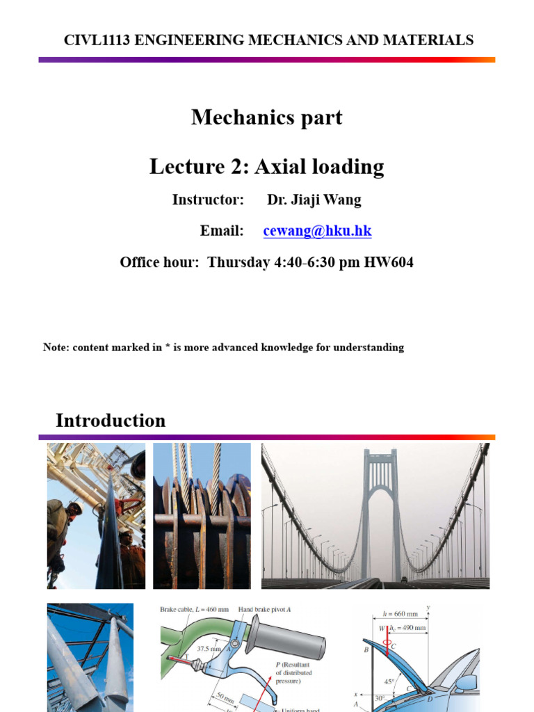 Civl1113 - Mechanics - 2 - Axial Loading | PDF | Strength Of Materials | Deformation (Engineering)