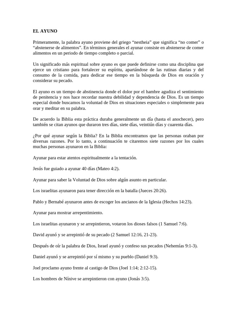 El Ayuno | PDF | Rápido | Esther