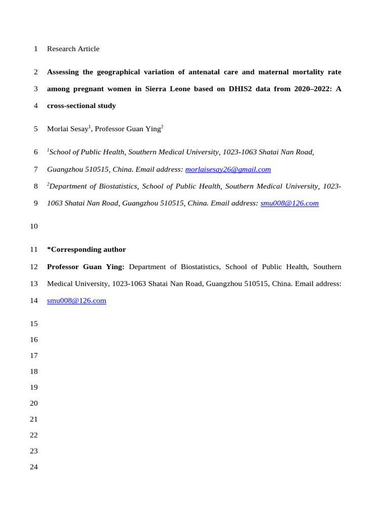 121Assessing the Geographical Variation of Antenatal Care and Maternal ... 121Assessing the Geographical Variation of Antenatal Care and Maternal ...