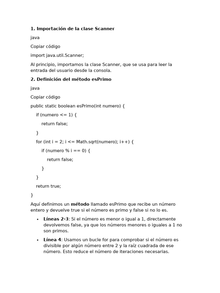 explicacion del codigo | PDF | Java (lenguaje de programación) | Programación de computadoras