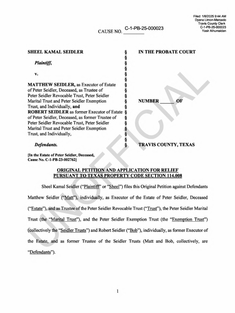 Sheel Seidler Complaint | PDF