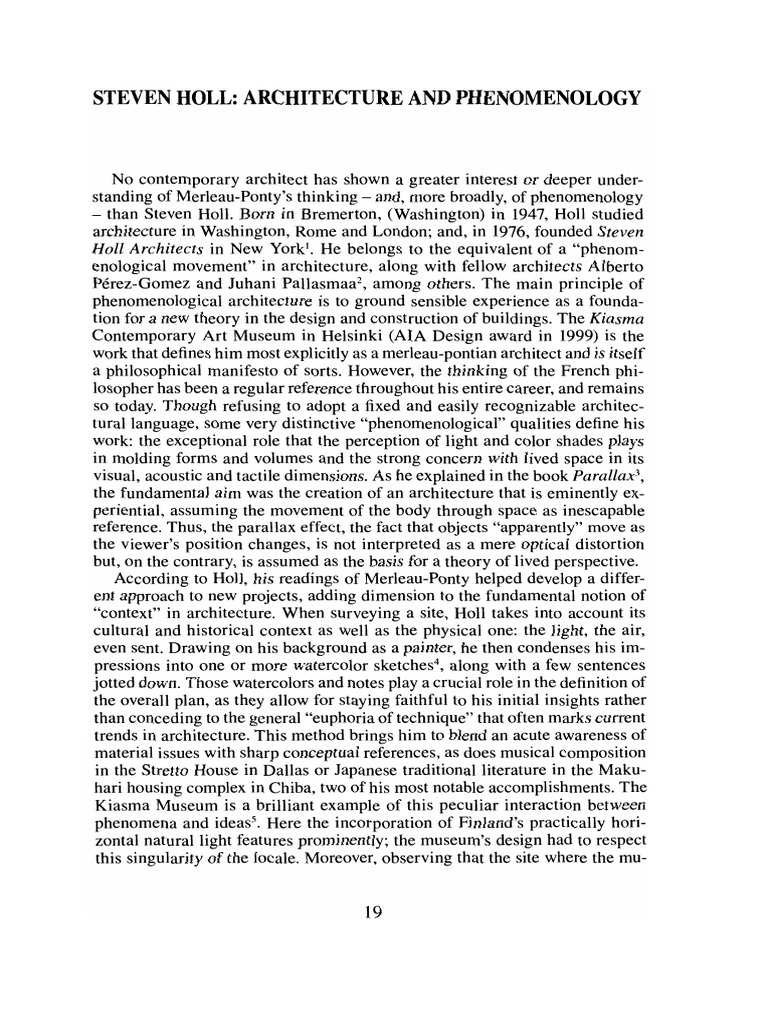 21_1_Architecture and Phenomenology | PDF | Phenomenology (Philosophy) | Thought