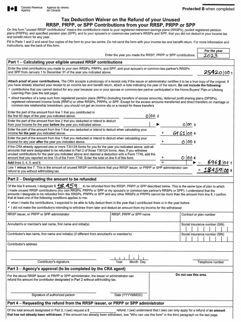 Rrsp - Form t3012 | PDF
