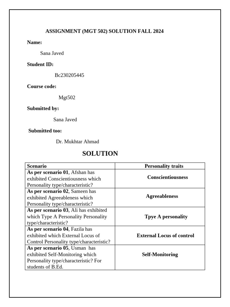 Assignment1 mgt502 | PDF