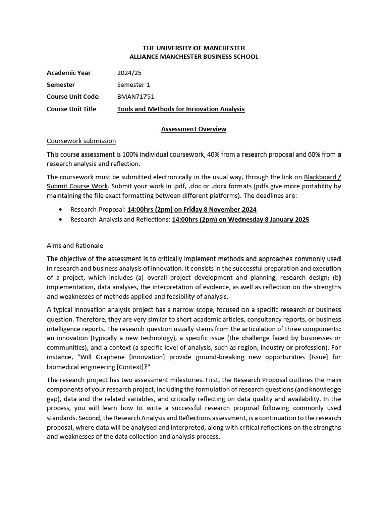 BMAN71751 2024-25 - Assessment Brief - Final | PDF | Methodology | Data