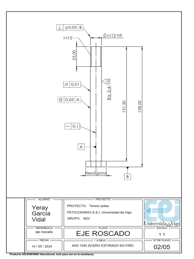 Eje Roscado - Plano | PDF