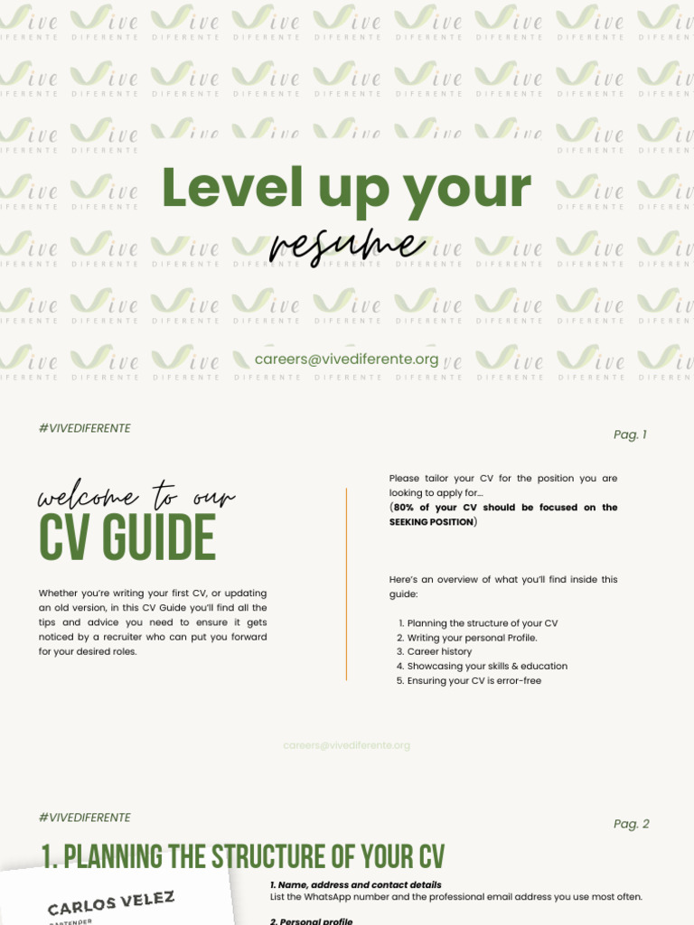 CV Guide | PDF | Résumé | Waiting Staff