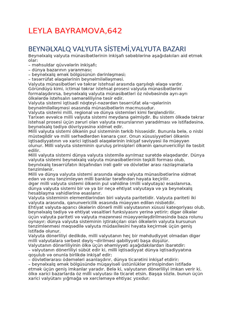Valyuta Sistemi | PDF