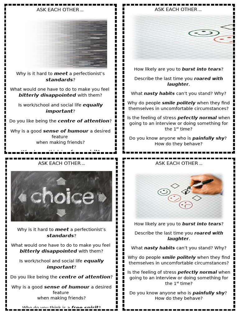 Focus 4 2.7 Collocations Speaking | PDF | Psychology | Emotions