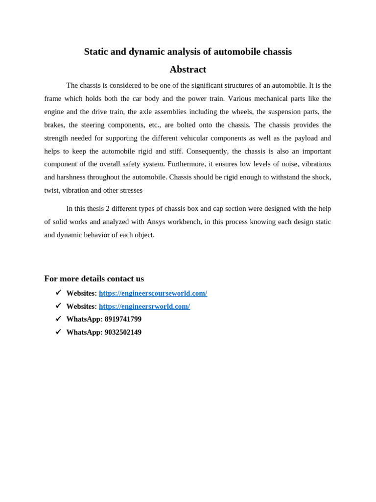 S23005_static and dynamic analysis of automobile chasis | PDF