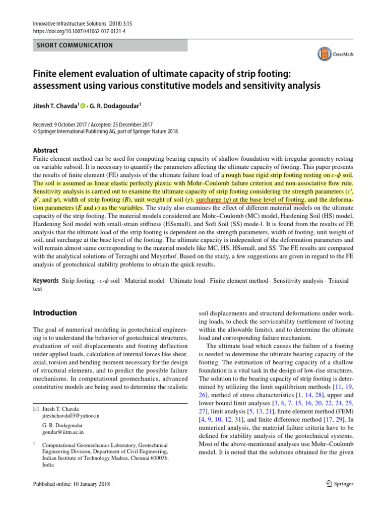 Finite Element Analysis of Strip Footing Capacity | PDF | Geotechnical Engineering | Strength Of ...