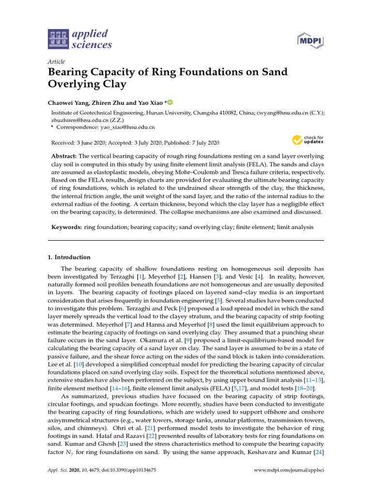 103-Bearing Capacity of Ring Foundations on Sand Overlying Clay | PDF ...