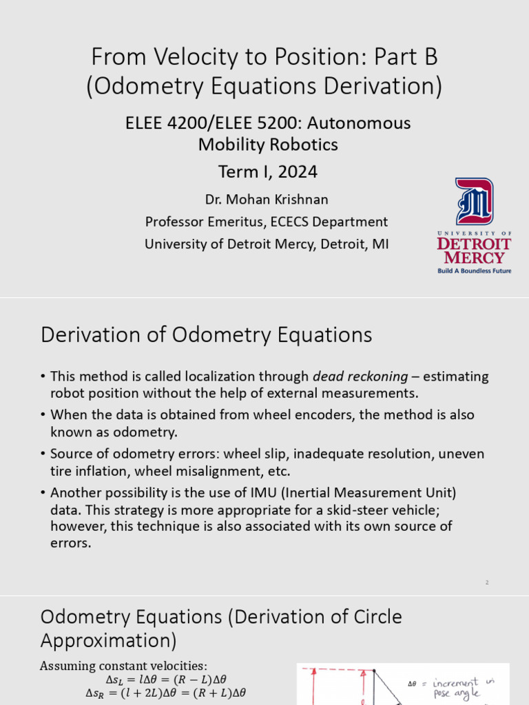 Odometry Equations Derivation Guide | PDF | Applied And ...