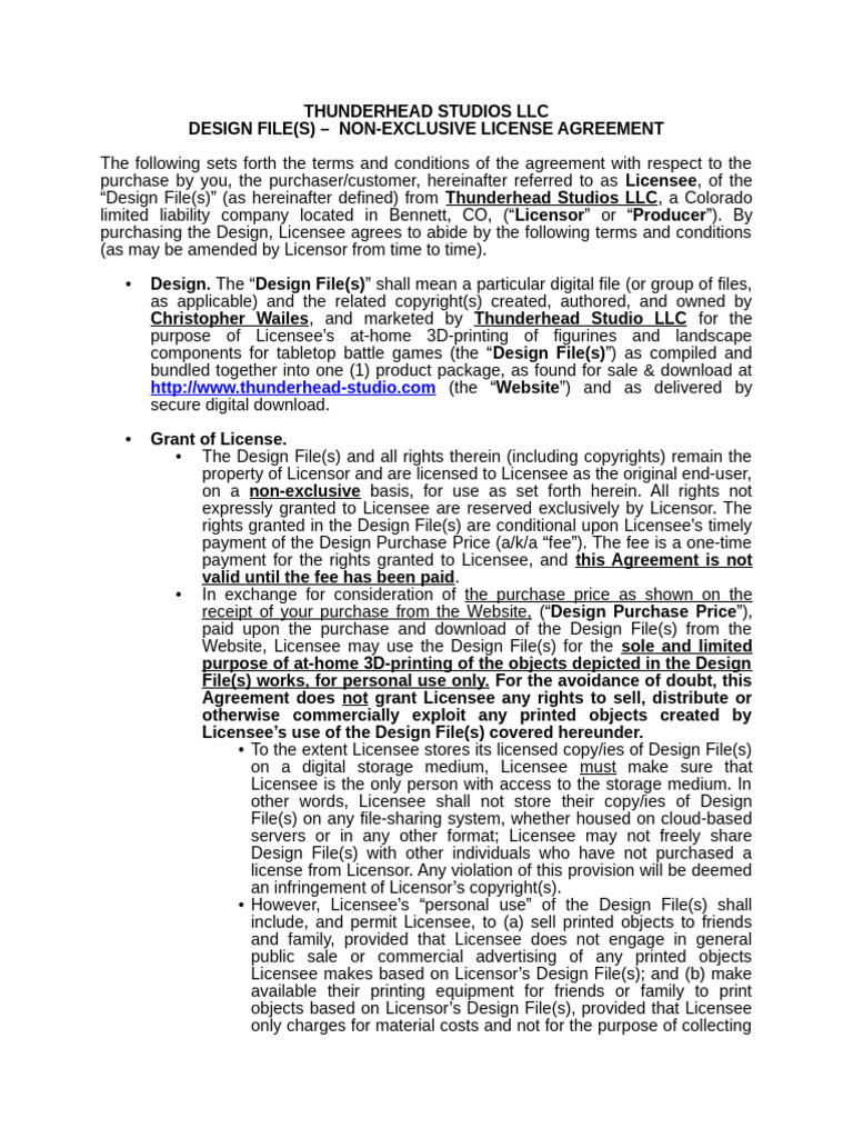 Thunderhead Studio Design End User License Agmt | PDF | License | Monopoly (Economics)
