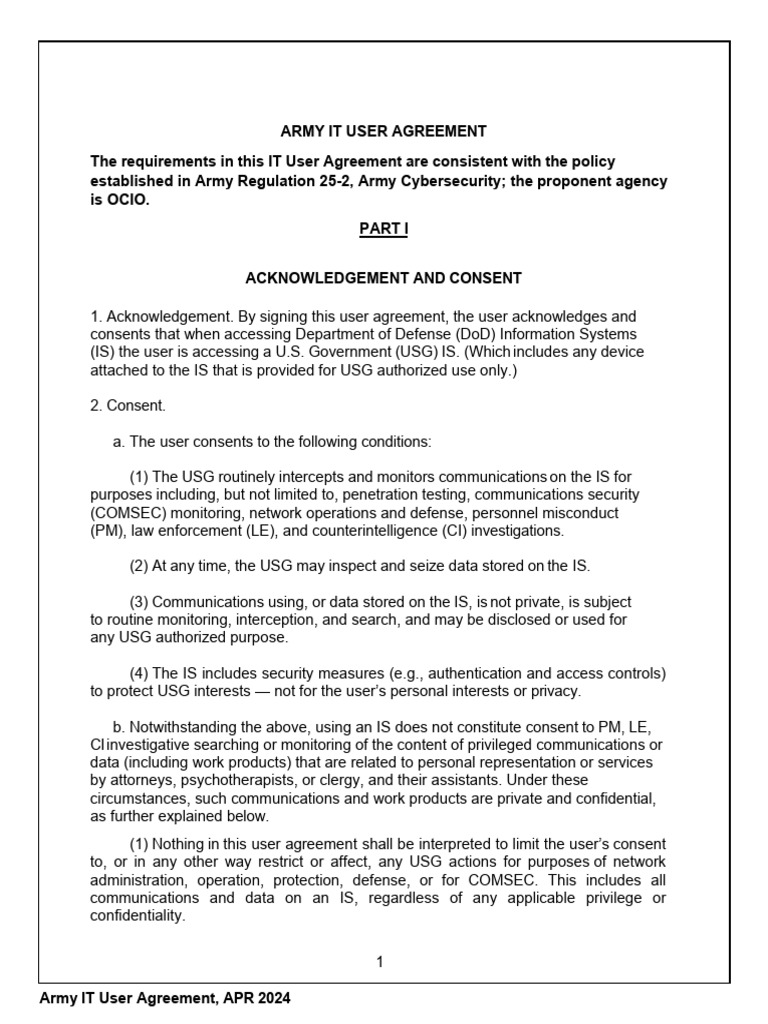 Army IT User Agreement Overview | PDF | Public Key Cryptography ...