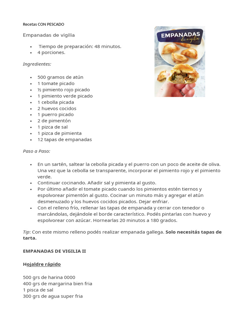 Recetas CON PESCADO | PDF | Vegetales | Alimentos