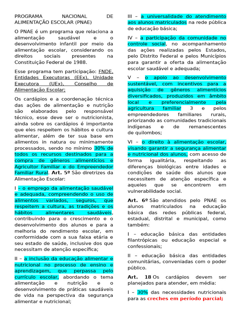 Resumo PNAE | PDF