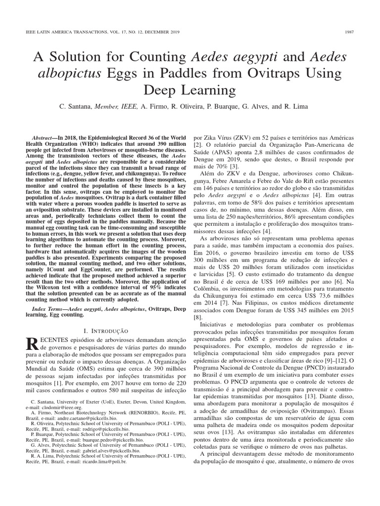 Santana 2019 A Solution For Counting Aedes Aegypti and Aedes Albopictus Eggs in Paddles From ...