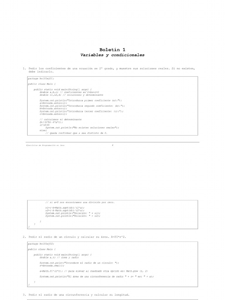 Ejercicios de Programación en Java | PDF | Java (lenguaje de programación) | Desarrollo de software