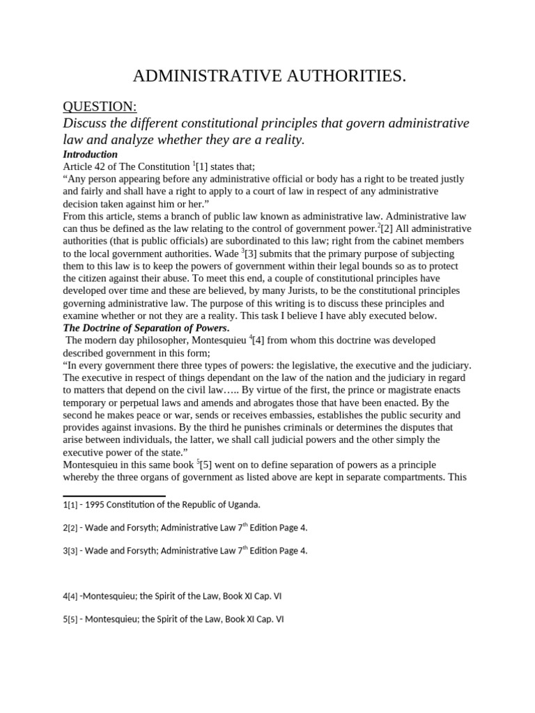 Administrative Authorities | PDF | Rule Of Law | Separation Of Powers