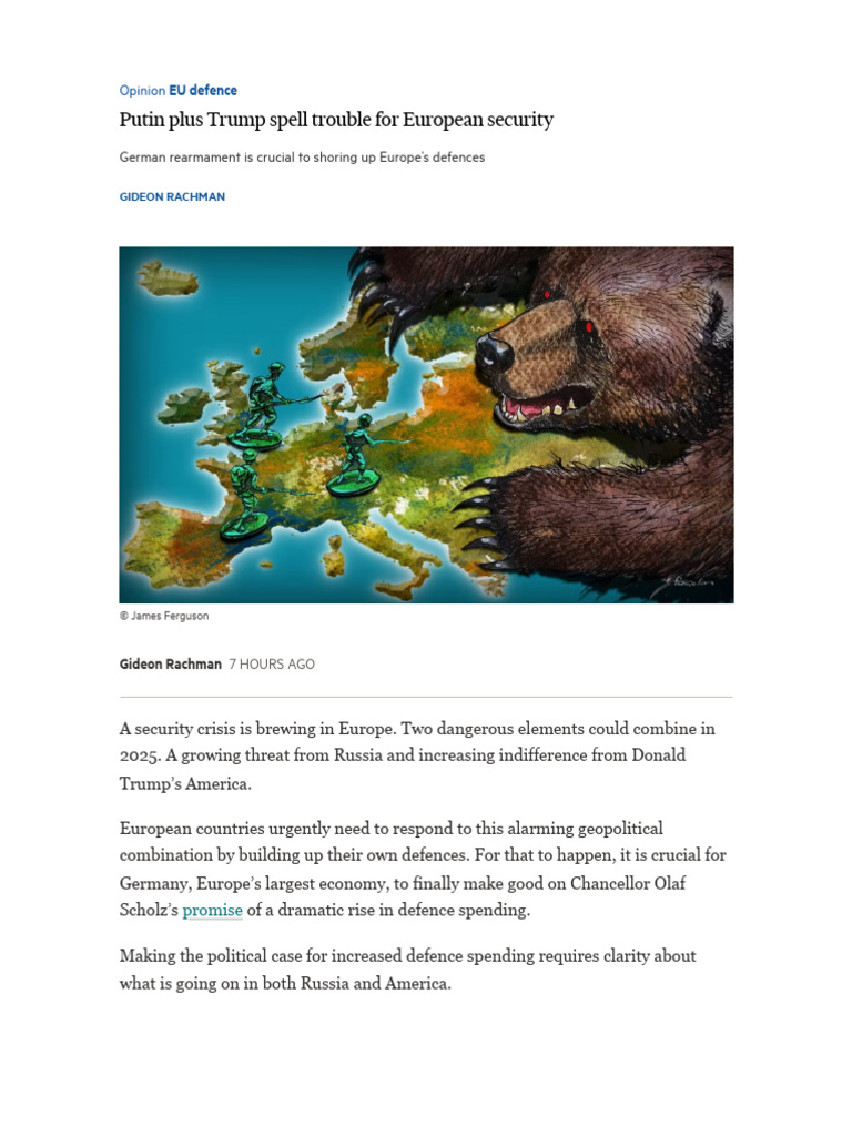 Putin Plus Trump Spell Trouble For European Security | PDF | Germany ...