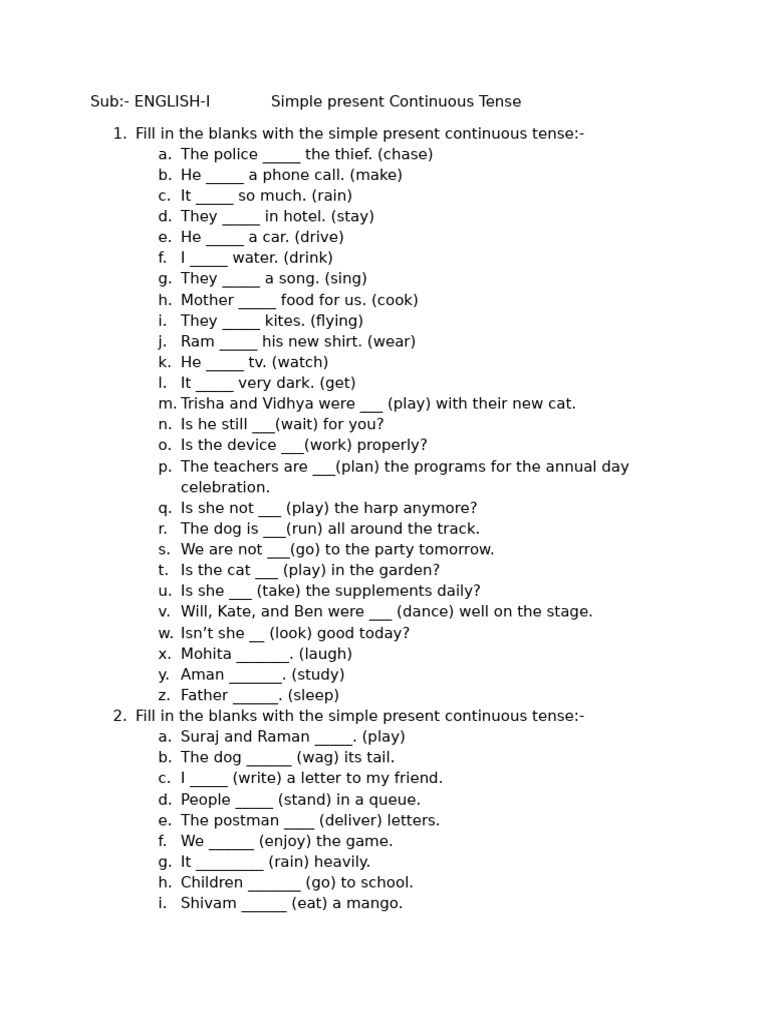 Simple-Present-Continuous-Tense | PDF