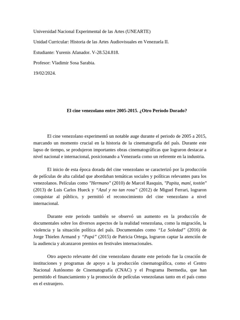 ENSAYO IV. ¿OTRO PERÍODO DORADO¿_ HAAV2. YURENIS AFANADOR | PDF | Venezuela