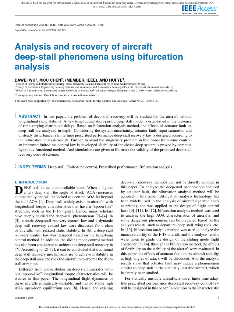 Analysis and Recovery of Aircraft Deep-Stall Pheno | PDF | Aircraft