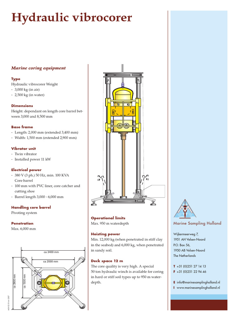 02 01 MSH - Hydraulic Vibrocorer (A4) | PDF | Earth Sciences
