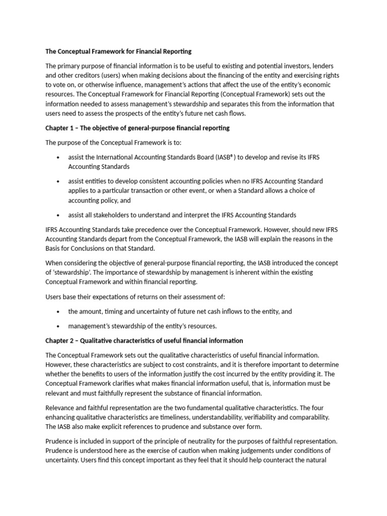 The Conceptual Framework For Financial Reporting | PDF | International ...