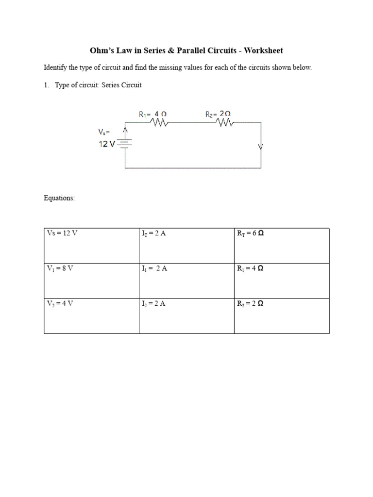 Ohms Law in Series and Parallel Circuits - HW.docx | PDF