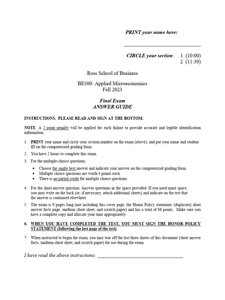 BE300-F23-Final Exam - Answer Guide | PDF | Employment | Demand