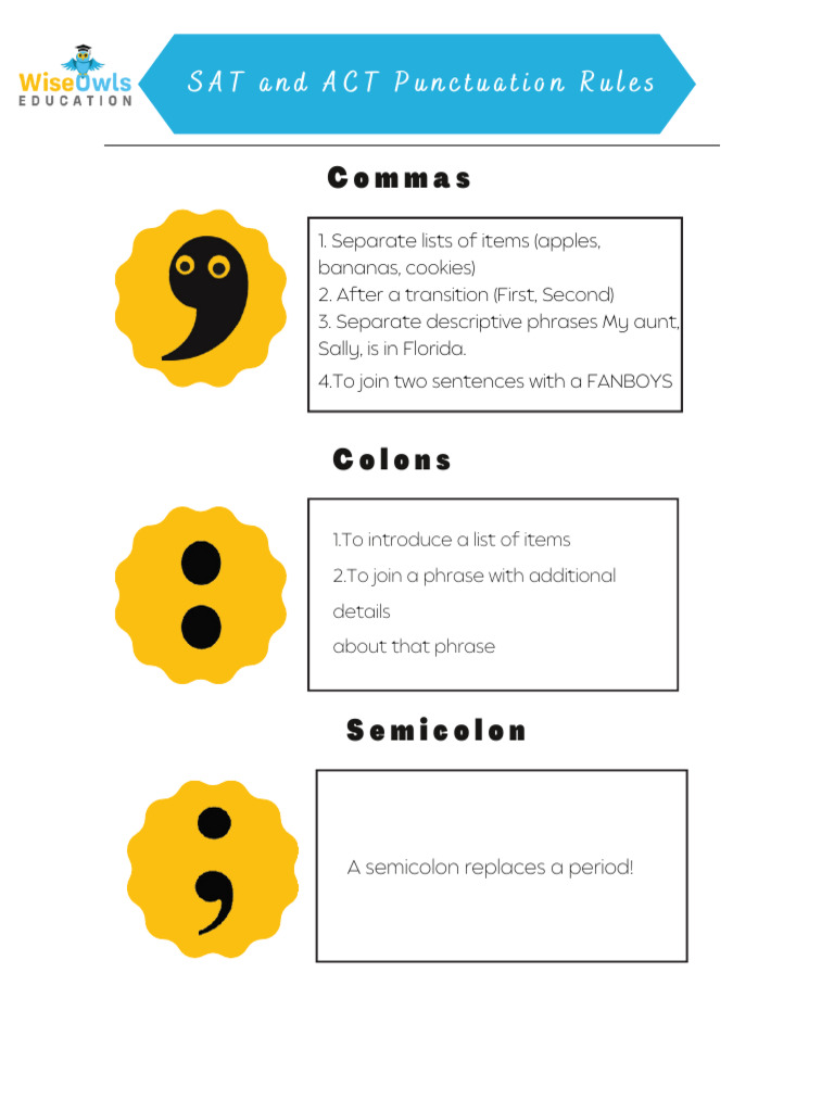 3 - Crack The SAT & ACT Punctuation CHEAT SHEET! PDF | PDF