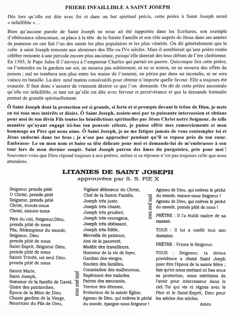 Prière - SAINT JOSEPH | PDF