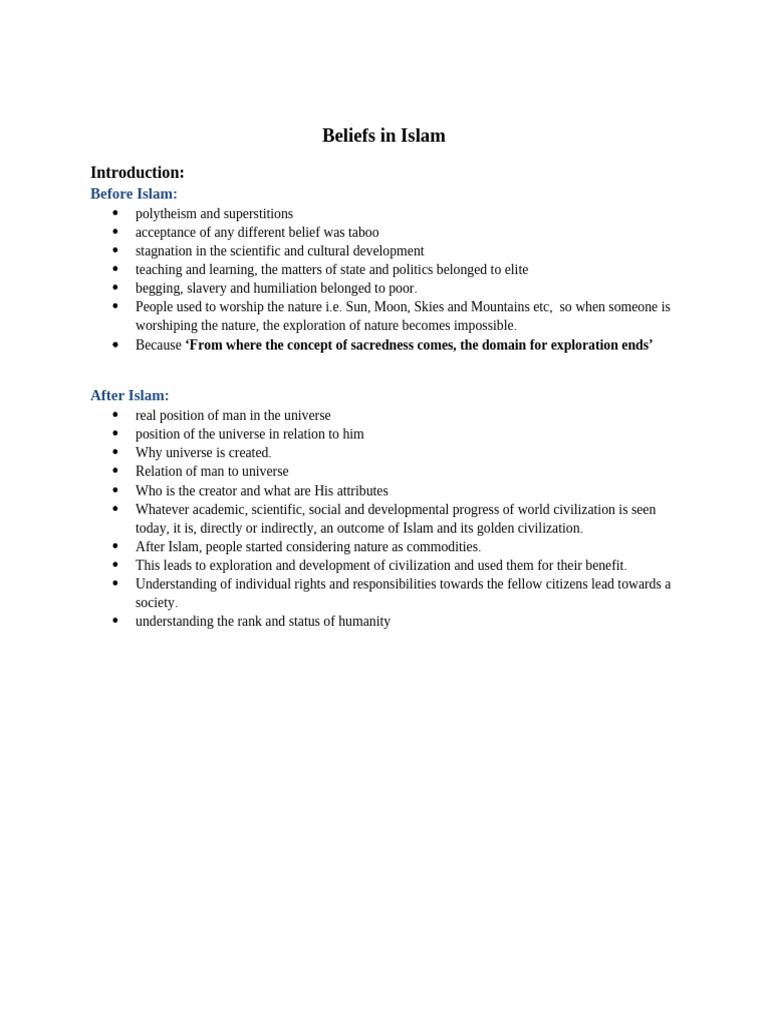 Beliefs in Islam | PDF | Prophets And Messengers In Islam | Abrahamic ...