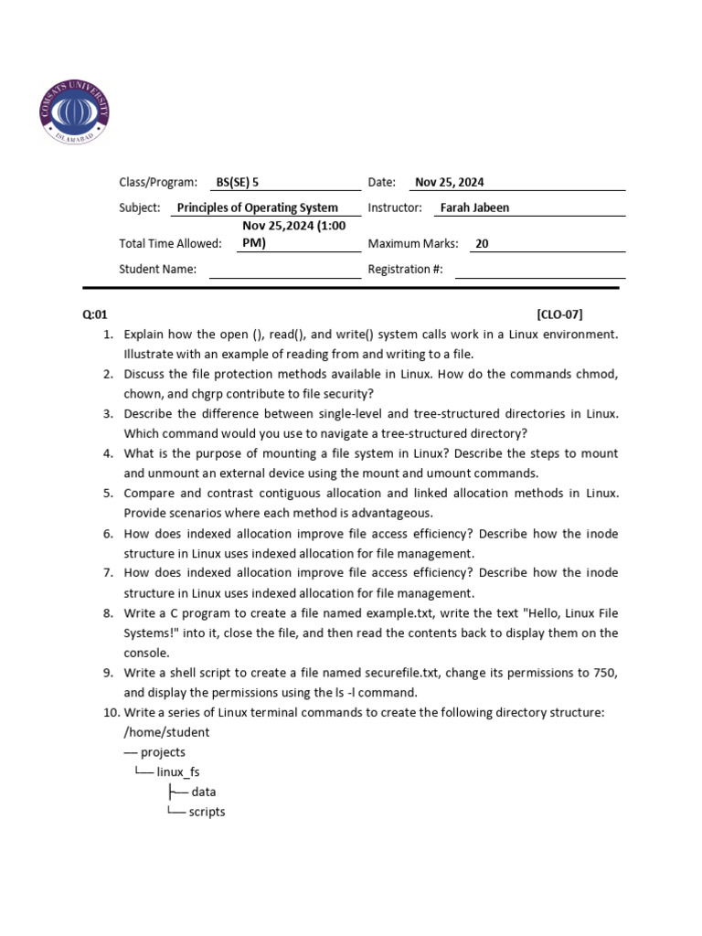 Lab Task (1) | PDF | Computer File | File System