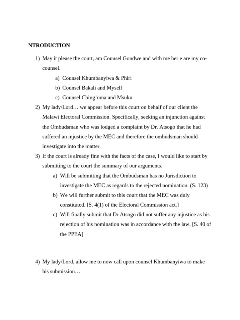 My Moot Submission | PDF | Common Law | Separation Of Powers