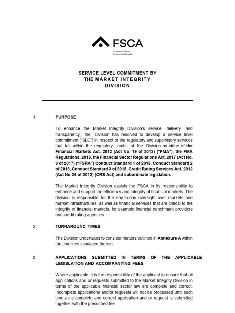 Service Level Commitment For Market Integrity | PDF | Justice | Crime ...
