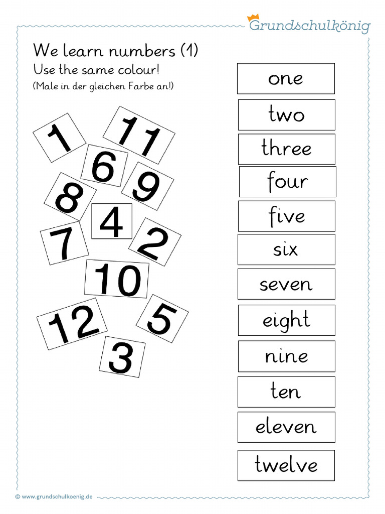 Learn Numbers 1 12 With Colors Pdf