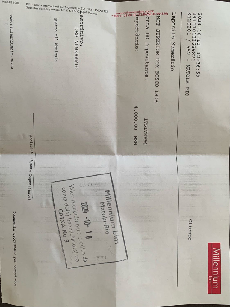 Talão de Deposito | PDF