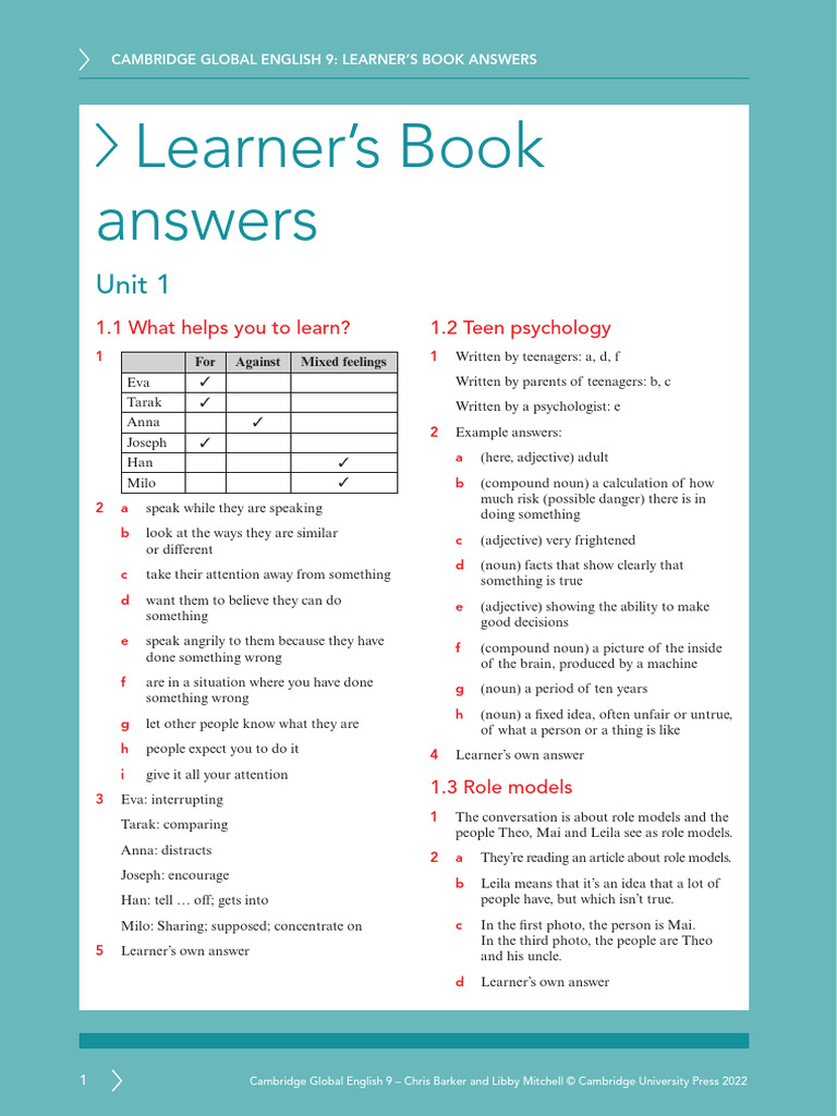 Cambridge Global English 9 Answers | PDF | Malnutrition | Tourism