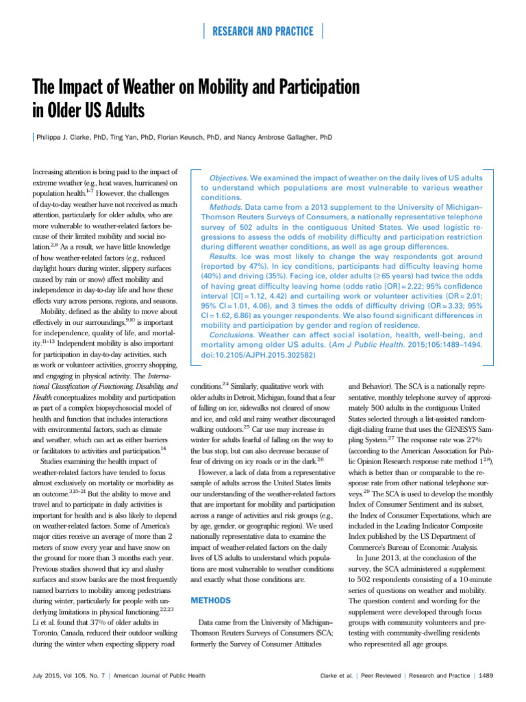 The Impact of Weather On Mobility and Participation in Older US Adults ...