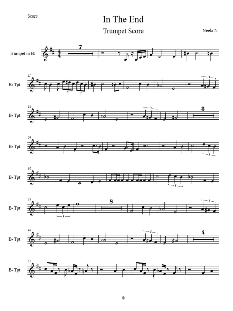 In The End - Trumpet Score | PDF