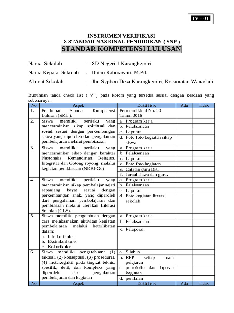 1. Standar Kompetensi Lulusan | PDF