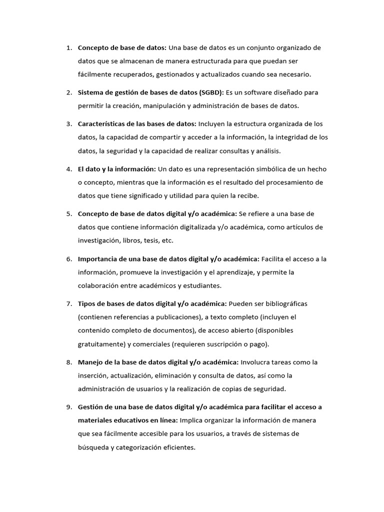 Concepto De Base De Datos Pdf Bases De Datos Información 0629